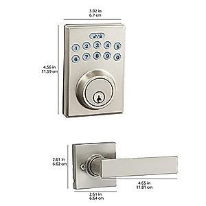 Amazon Basics Contemporary Electronic Keypad Deadbolt Door Lock With Passage Lever, Satin Nickel, 6.62 cm x 11.81 cm