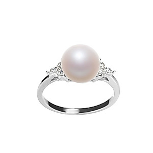 Dacey White 8-9mm AAA Quality Freshwater 925 Sterling Silver Cultured Pearl Ring For Women - Size-5