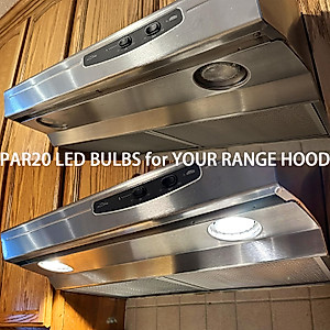 PAR20 LED Range Hood Light Bulbs Under Hood, 60W Incandescent Stove Light Bulbs Replacement, 7W LED Appliance Bulbs Stove Hood, E26 Dimmable 3000K 595LM (Pack of 2)