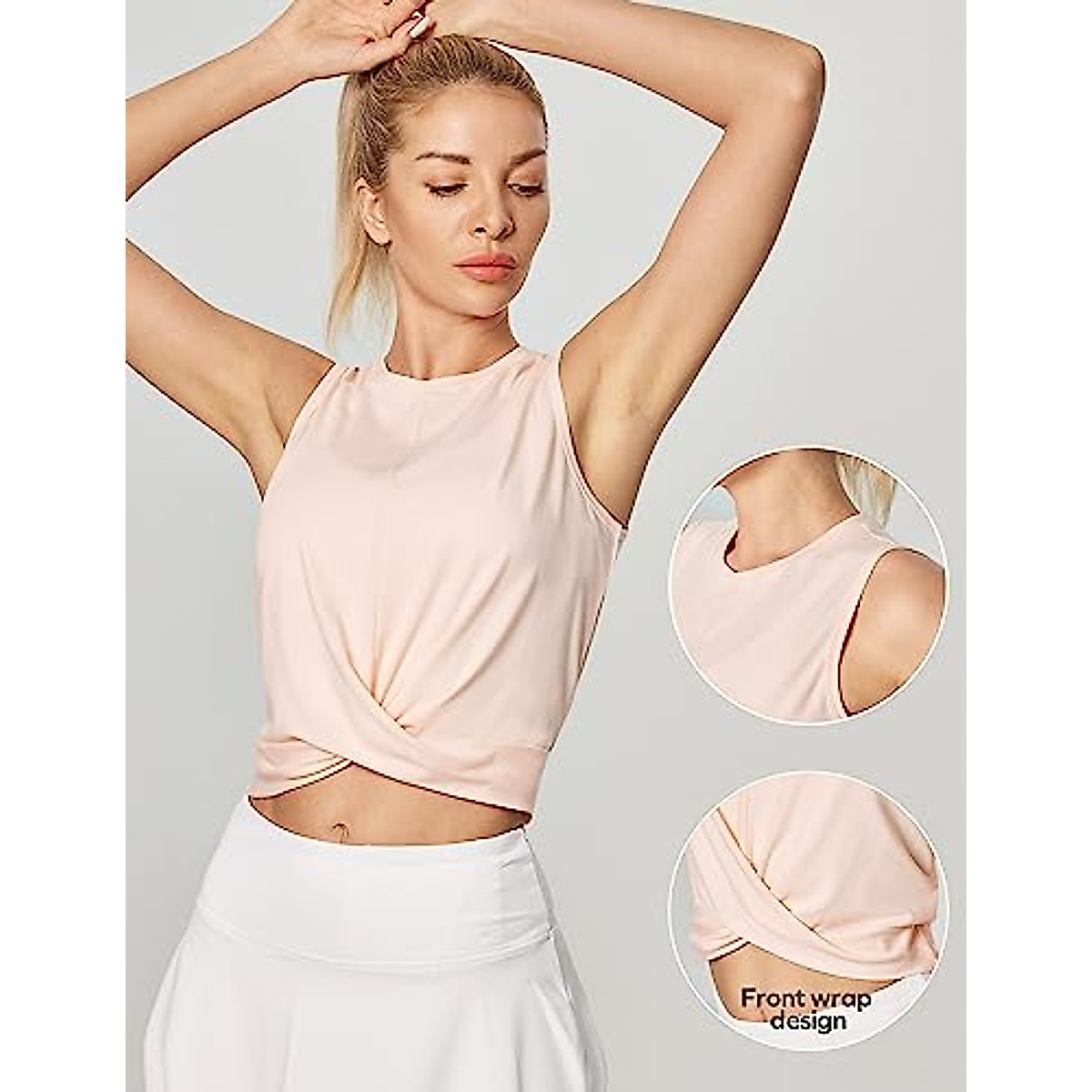 Ewedoos Womens Workout Tops Fitted Workout Crop Tops for Women Athletic Tank Tops Workout Shirts for Women Running Yoga Pink