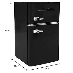 Magic Chef Retro Mini Refrigerator 3.2 cu. ft. 2-Door Fridge in Black
