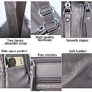 ELDA 10 Pockets Crossbody Purses for Women Medium Pocketbooks Lightweight Ladies Satchel Bag Multi Pocket Shoulder Handbag