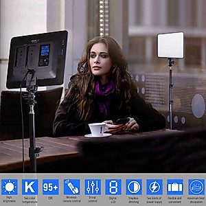 VILTROX 2 Packs LED Video Light kit with Light Stand and Wireless Remote, 30W/2450Lux Dimmable 3300K-5600K LED Panel Lights CRI 95+ for Photography Video Portrait Conference Vlog Streaming（VL-200T）