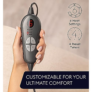 Double Sided XL Electric Heating Pad for Back Pain & Cramps Relief, Heat Pad with 6 Heat Settings, Auto Shut Off, Machine Washable, Ultra Soft, Gifts for Women, Gifts for Men (12"x24" Electric Blue)