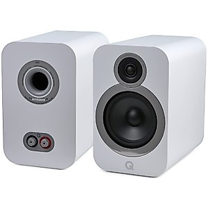 Q Acoustics 3030i Bookshelf Speakers Pair Arctic White - 2-Way Reflex Enclosure Type, 6.5" Bass Driver, 0.9" Tweeter - Stereo Speakers/Passive Speakers for Home Theater Sound System