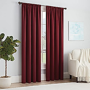 ECLIPSE Solid Thermapanel Modern Room Darkening Rod Pocket Window Curtain for Bedroom (1 Panel), 54" x 54", Merlot