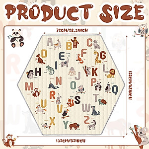 Funtery Woodland Animals Hexagon Playpen Mat Baby Play Mat Foldable Soft Nursery Rug Portable Baby Playmat Washable Comfortable Hexagon Playpen Mattress for Floor Activity Room Indoor Outdoor (Letter)