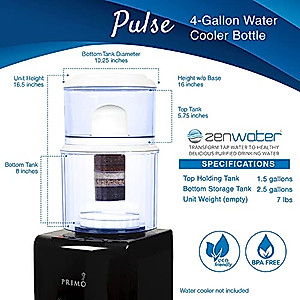 4 Gallon Water Cooler Filter Purifier - Save $$$ - Place on Cooler - Transform Tap Water to Healthy Mineral Drinking Water