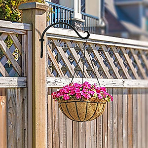 AJART Hanging Plant Hanger Outdoor: 12-Inch Bird Feeder Wall Hooks - Black Metal Plant Bracket Hook for Hanging Flower Baskets