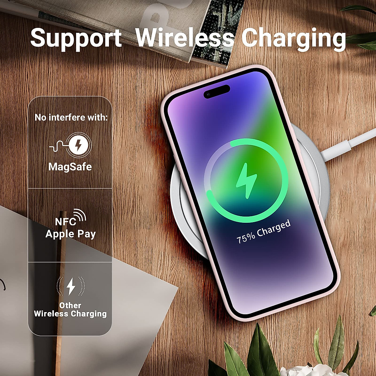 AOTESIER Shockproof Designed for iPhone 14 Pro Max Case, [Food Grade Silicone] [Military Drop Protection] with Anti-Scratch Lining Protective Phone Case for 14 ProMax, 6.7 inch, Chalk Pink