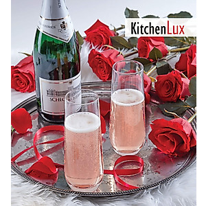 Kitchen Lux 10oz Stemless Champagne Flutes- Set of 12 Champagne Glasses – Elegant Highball Tumblers - Premium Clear Glass, Wine, Shots, Cocktails, Champagne, Mimosa for Parties – Dishwasher Safe