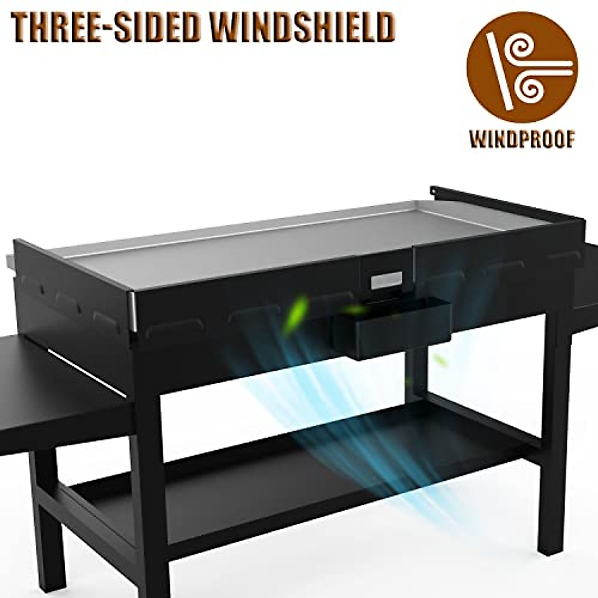 Wind Guard for 36" Blackstone Griddle and Other Griddle, 5015 Wind Screen, Black Metal Paint