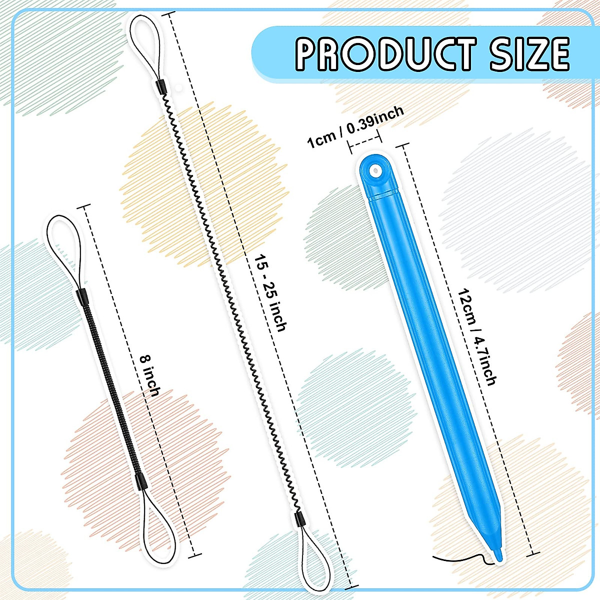 Replacement Stylus Drawing Pen and Lanyard Set for LCD Writing Tablet 4.7 Inch Colorful Drawing Tablet, Kids Drawing Pads, Doodle Board (7 Pack Stylus Pens and 7 Lanyards)