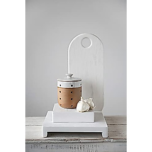 Creative Co-Op Mango Wood Cheese/Serving, Textured White Cutting Board, 8" Square