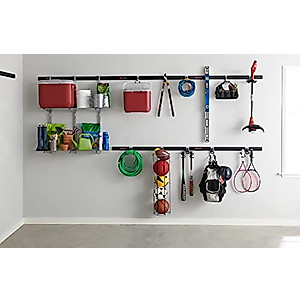 Rubbermaid FastTrack Garage Storage Bike Storage Kit, 3 Piece, All in One Rail Hook Kit Organizer, Heavy Duty Organization for Home/Garage/Wall/Shed