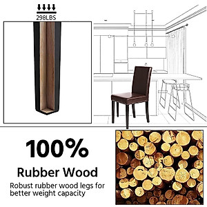 Dining Chairs Set of 4 PU Cushion Dining Room Chairs, Comfortable Parsons Chair Kitchen Chairs, Modern Industrial Upholstered Chairs Suitable for Home, Bistro Coffee Shops, Brown Furniture Urban Style