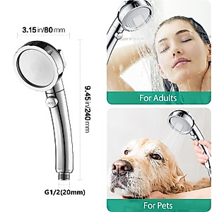High Pressure Handheld Shower Head with ON/OFF Pause Switch - 3-Spray Settings Shower Heads,interface G1/2 (0.8 inches)(Handheld Shower Head)