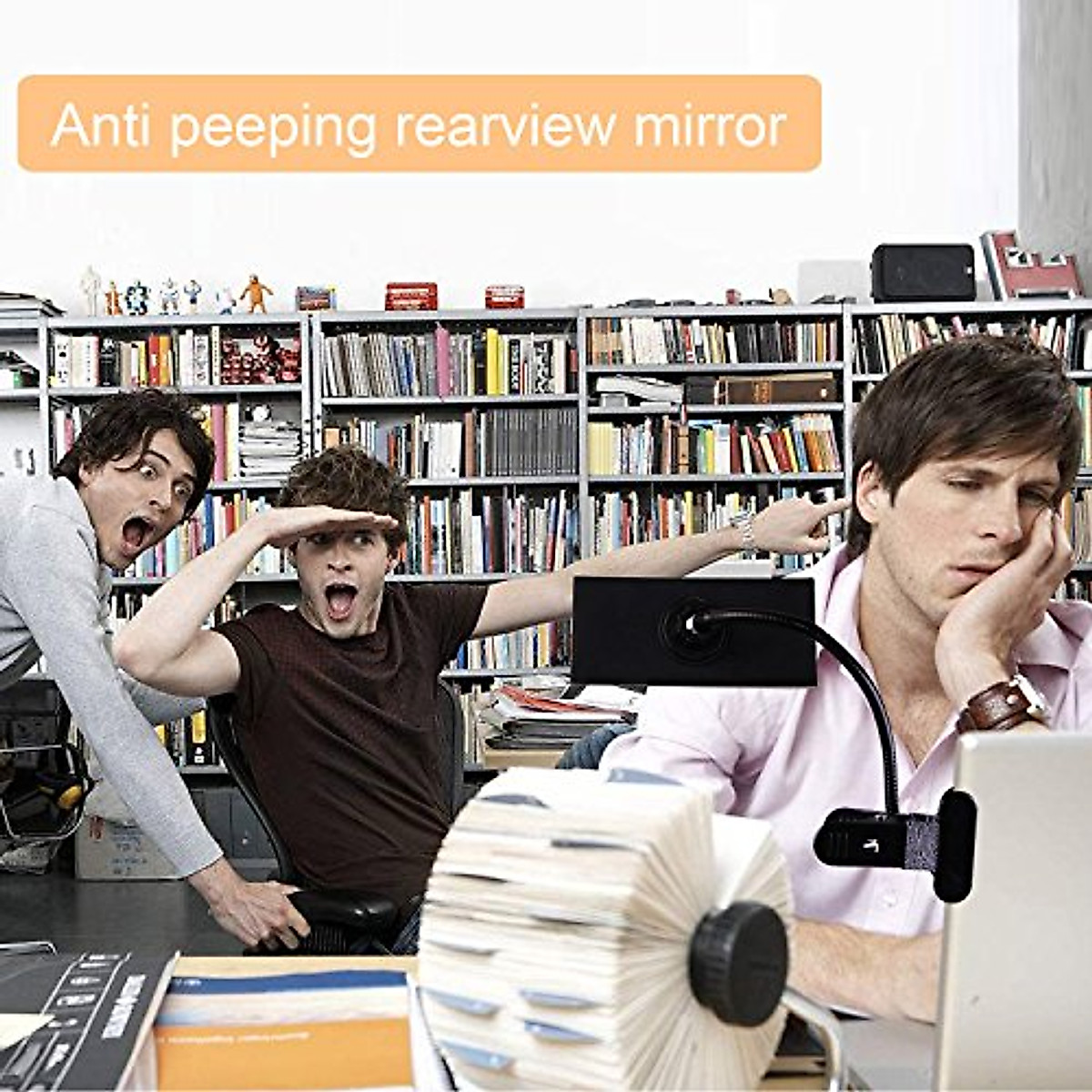 Gosear Security Convex Mirror,Computer Rearview HD Mirror,Clip On Cubicle Mirror for Personal Safety and Security Desk Rear View Monitors or Anywhere (6.69"*2.95"Rectangle)