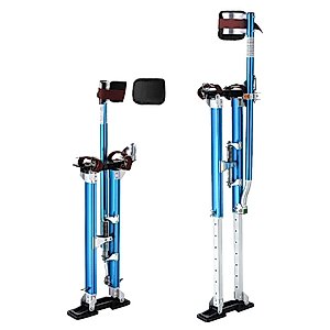 ZeHuoGe Blue Drywall Stilts 24"-40" with Knee Pads Protection, Adjustable Aluminum Tool Stilt for Painting Taping or Cleaning (Blue 24" - 40")