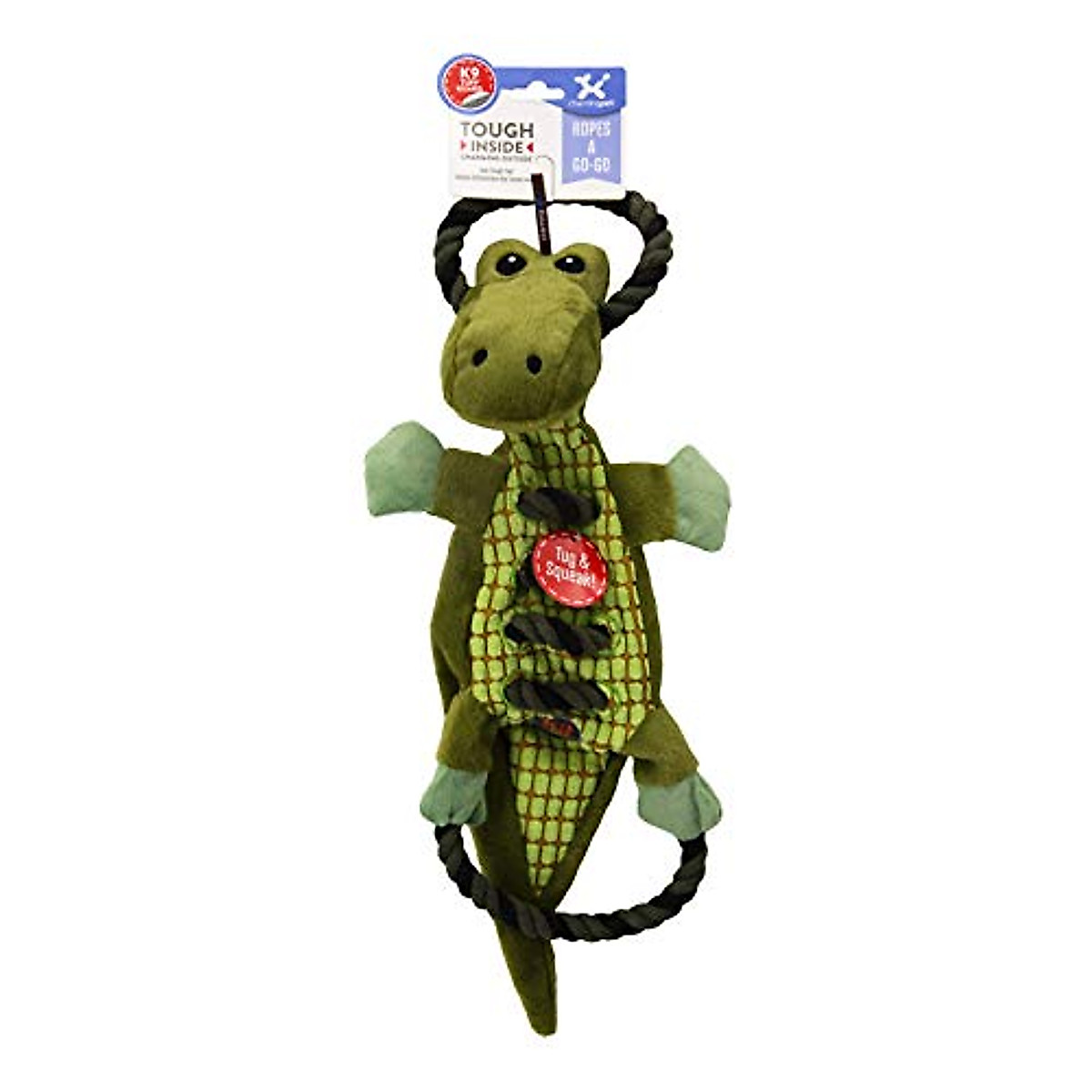 Charming Pet Ropes-A-Go-Go Gator Interactive Plush Squeaky Dog Tug Toy