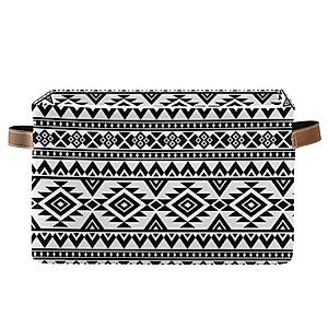 TropicalLife Storage Basket Aztec, Large Collapsible Ethnic Zigzag Storage Cube Bin Kids Toys Storage Organizer for Closet Shelf Nursery Bedroom Decor