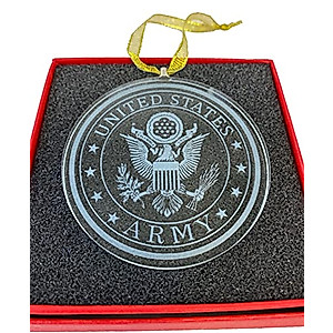 AE Sport US Army Christmas Ornament Glass Etched Hanging Pendant