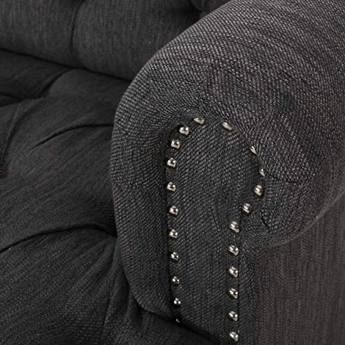 Christopher Knight Home Tracy Contemporary Deep Tufted Sofa with Nailhead Trim, Charcoal