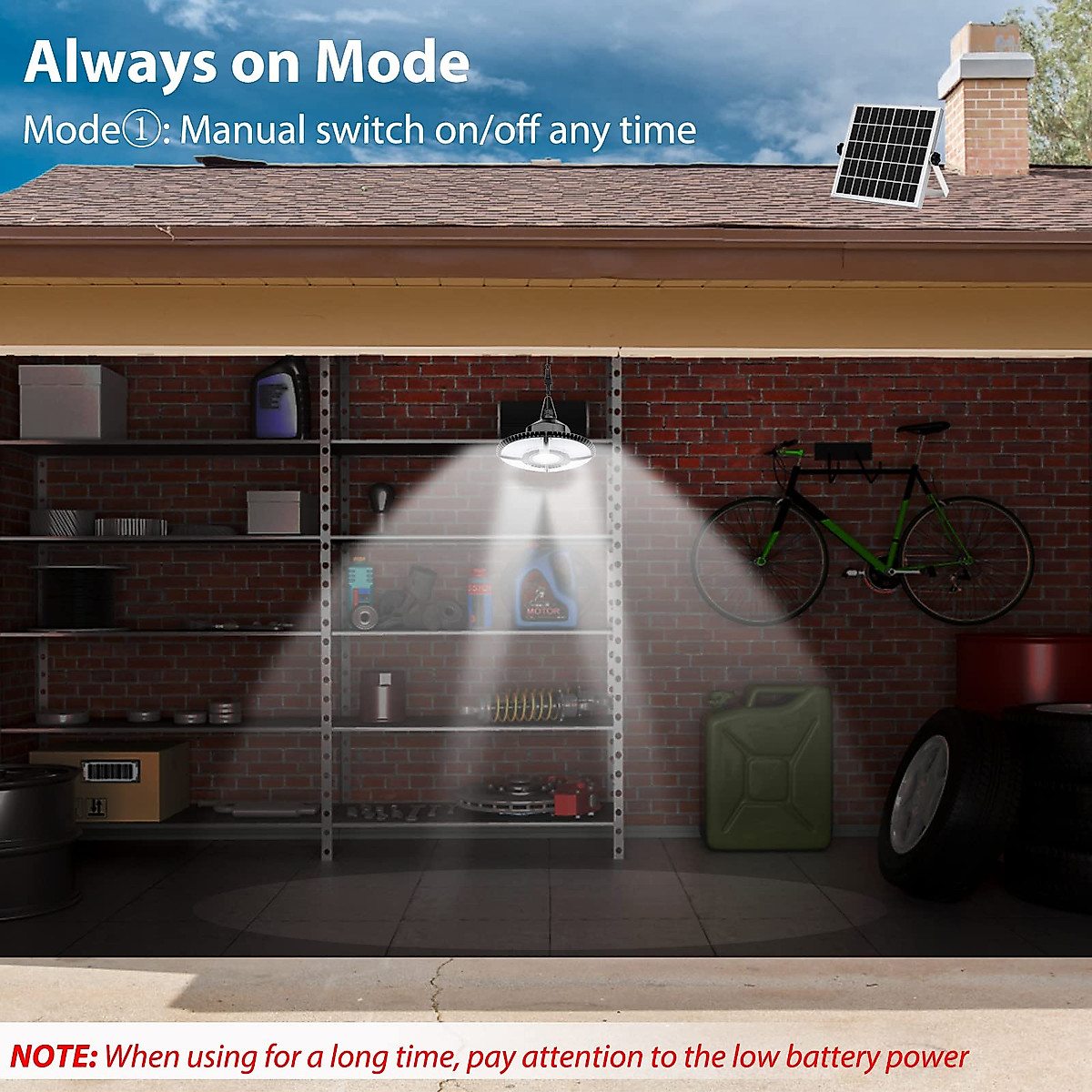 Webcem Solar Shed Light Outdoor Indoor, 136LED 1000LM Solar Pendant Light with Remote Control, IP65 Waterproof, 4+1 Leaves 90°Adjustable Solar Powered Shed Light for Yard Garage Gazebo Porch