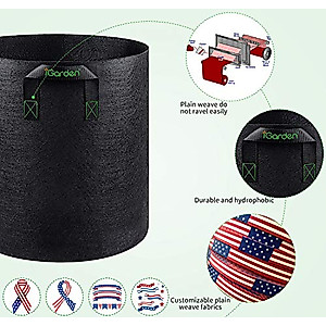 iGarden Grow Bags Tall, 10 Gallon Grow Pots 6 Pack with Handles, Heavy Duty 320G Thickened Nonwoven Fabric Plant Bag for Vegetables