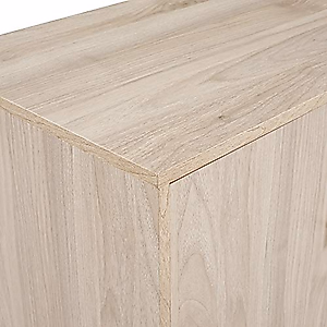 Walker Edison Theo Mid Century Modern 2 Door Asymmetrical Glass Shelf Buffet, 44 Inch, Birch