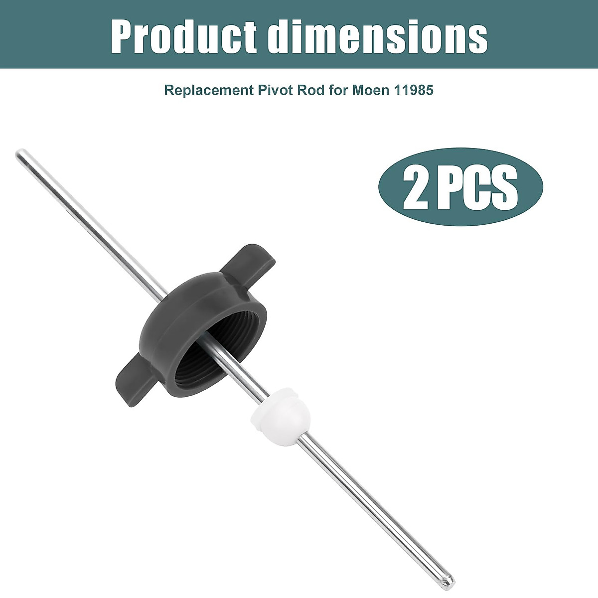 2pcs Bathroom Sink Pivot Rod for Moen 11985, Premium Metal and Plastic Ball Rod Replacement for 50/50 Lavatory Pop Up Center Sink Drain Stopper Assembly Compatible with Moen 11985