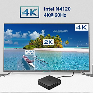 PEPPER JOBS Mini PC Windows 11 Pro Mini Desktop Computer Intel N4120 8GB DRR4, 64GB eMMC 5.1, Triple Display 4K@60Hz, Dual-Band WiFi, HDMI 2.0, Gigabit Ethernet, Mini DP Port, USB-C, USB 3.0x2, Black