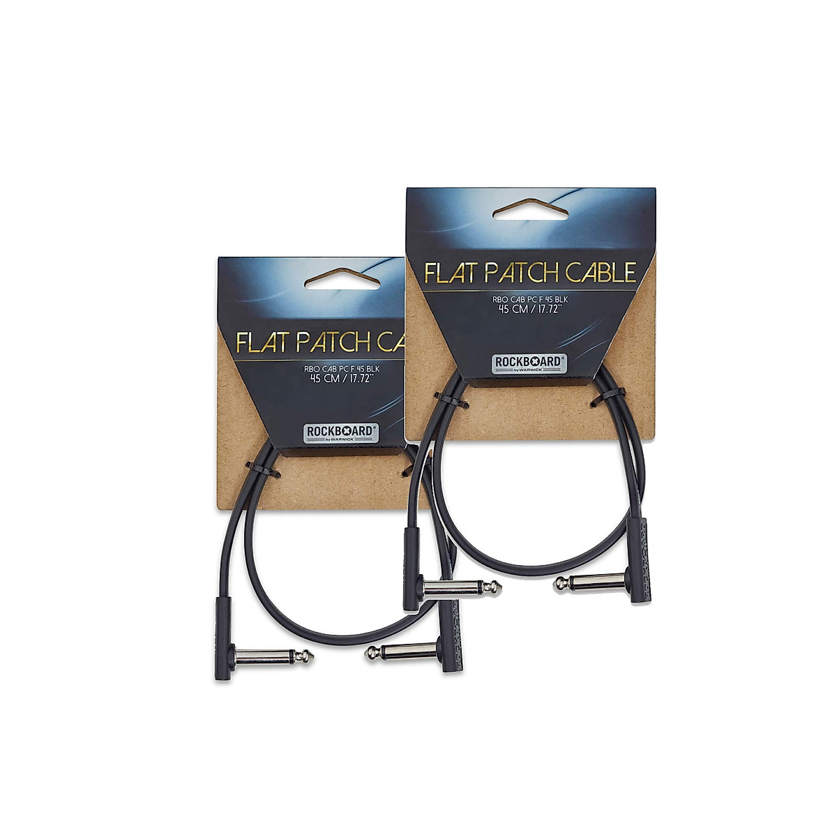RockGear RockBoard Flat Patch Cable Black 45 cm (17.72") 2 Pack Bundle