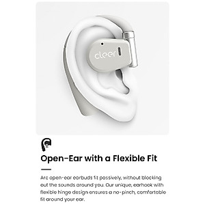 Cleer Audio ARC Open-Ear True Wireless Headphones with Touch Controls, Long-Lasting Battery Life, Touch Control, and Powerful Audio for Music, Podcasts, and More (Light Grey)