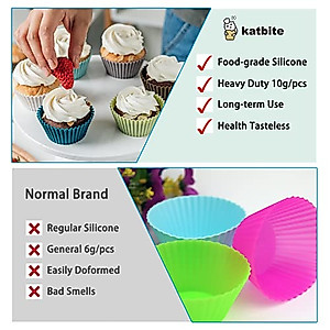 Silicone Cupcake Baking Cups Katbite 24 Pack Silicone Baking Cups Reusable Non-stick Heavy Duty Silicone Cupcake Liners for Baking Soft Pale Muffins Cups for Party Halloween Christmas