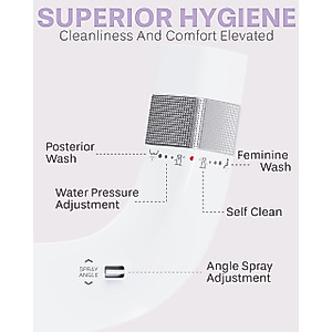 Veken Ultra-Slim Bidet Attachment for Toilet, Non Electric Dual Nozzle (Posterior/Feminine Wash) Hygienic Bidets Existing Toilets Seat, Adjustable Angle Water Pressure, Self Clean, Water Sprayer Baday