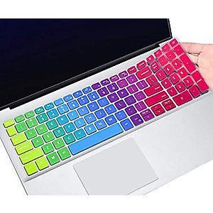 Keyboard Cover for Dell G15 5510 5515 Gaming,Dell Inspiron 15 3000 3501 3505 3502 5000 7000 7500 7501 7506 7590 7591 7706 7790 5501 5502 5505 5508 5584 5590 5593 5598,Vostro 3000 5000 7000, Rainbow
