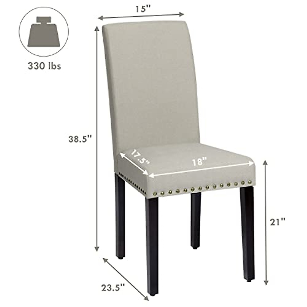 Giantex Set of 4 Upholstered Dining Chairs, with Wood Legs, Padded Seat, Fabric Parsons Chair for Dining Room. Kitchen, Beige