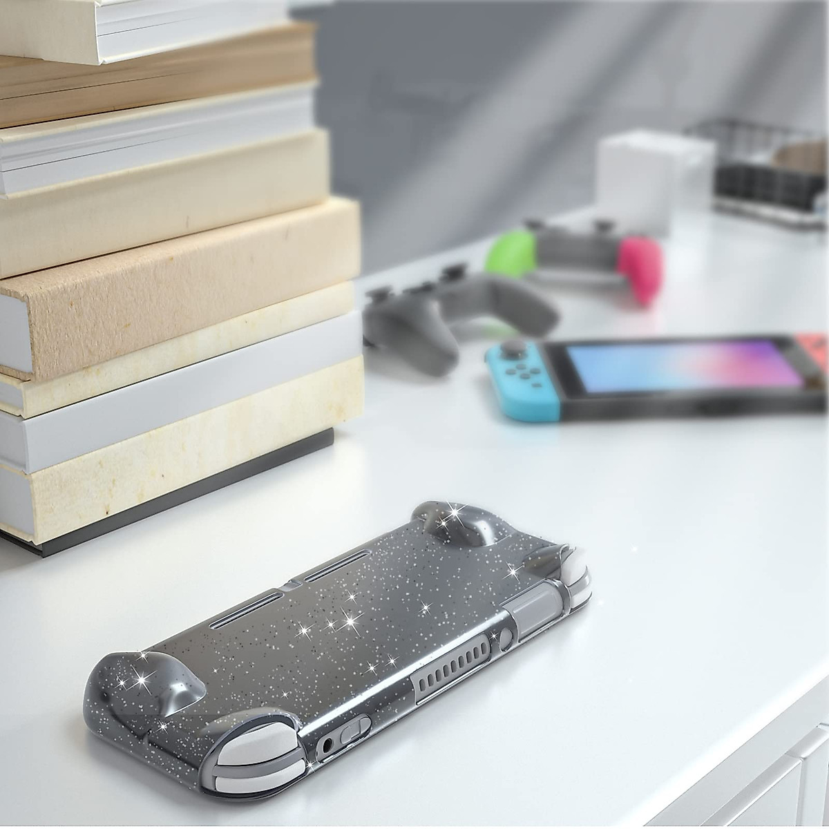 NANANINO Switch lite Clear Glitter Case, Switch lite Protective Case, Switch lite TPU Case - Clear