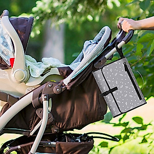 Enovoe Portable Diaper Changing Pad for Baby - Convenient, Durable, Waterproof Travel Changing Mat with Built-in Head Pillow for Your Infant - Grey Leaf Design