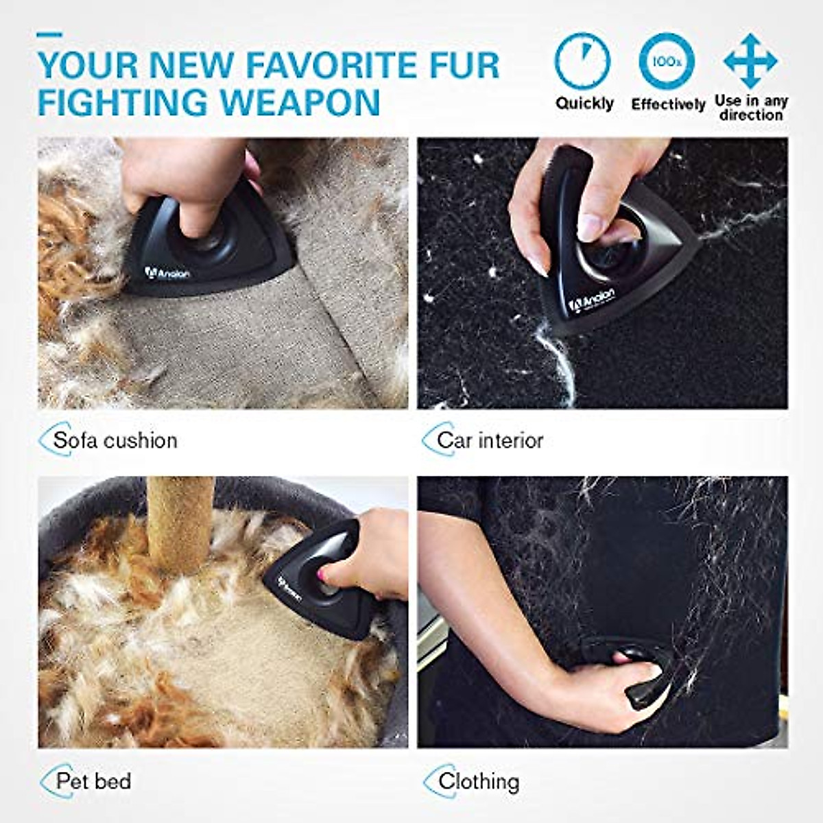 Analan Mini Pet Hair Remover for Car Detailing Supplies, Carpet Dog Hair Remover for Car Interior, Triangle Dog Hair Remover for Auto Detailing, Couch, Furniture, Lint, Carpet (Dark Green)