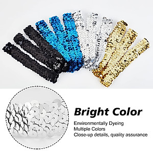 GORGECRAFT 12PCS Sequin Headband Elastic Glow Stretch Sparkle Glitter Fashion Adjustable Hair Band Accessories Pack Set for Girls Women Teens Sports Dance Party Teams Crafts(Sliver)