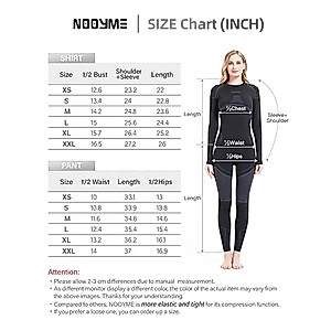 NOOYME Thermal Underwear for Women Long Johns for Women, Base Layer Women Black-grey