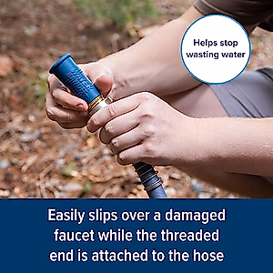 Camco Water Bandit | Features a Highly Flexible Silicone-Polymer Sleeve & ABS Male Water Hose Connection | Works with Damaged or Stripped Faucet Threads or Faucets without Threads (22484)