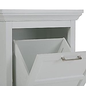 SIMPLIHOME Avington 29.9 inch H x 20.5 inch W Laundry Hamper in Pure White with 1 Storage Compartment, for the Bathroom