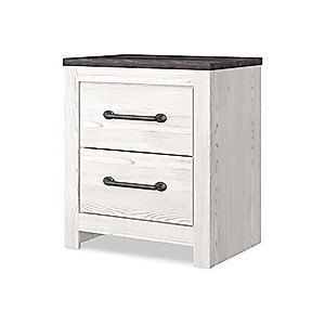 Signature Design by Ashley Gerridan Coastal Two Drawer Nightstand, White/Gray