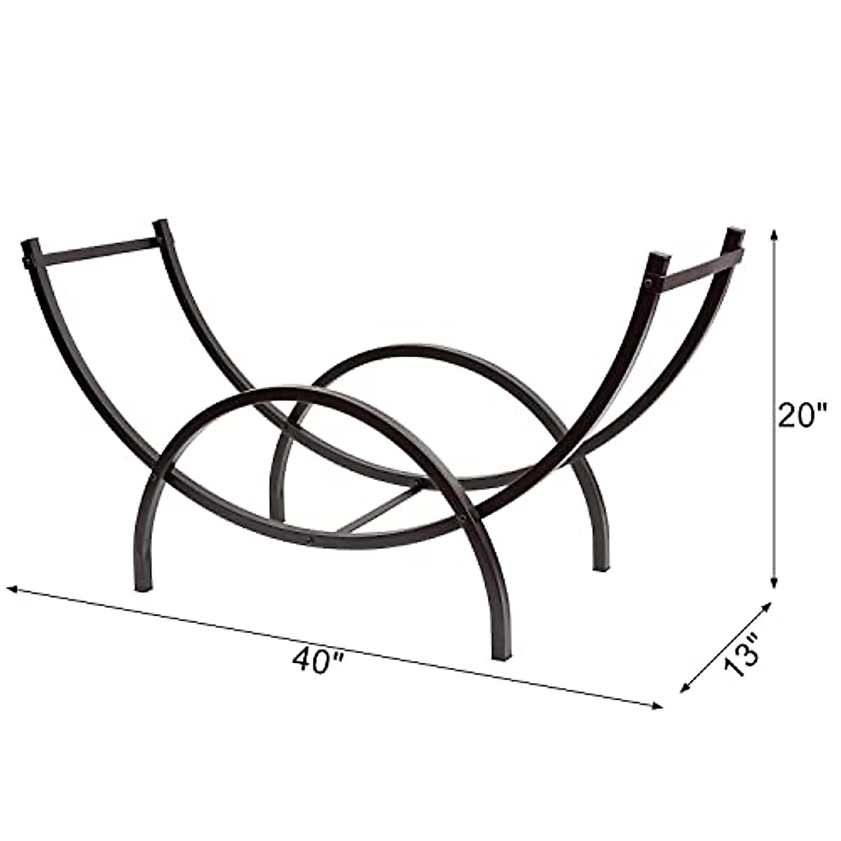 PHI VILLA 40 Inch Heavy Duty Large Curved Indoor/Outdoor Firewood Racks Log Hoop, Oval Base for Kindling Wood Storage Wood Stove Accessories, Black