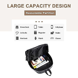 Men's 15 inch Laptop Backpack PU Leather Business Bookbag Large Capacity Casual Daypack for Work Commuting (Black)