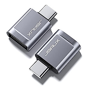 JSAUX USB C to USB Adapter [2-Pack], Type C to USB 3.0 Male to Female OTG Adapter Compatible with MacBook Pro/Air, iMac 2021, Samsung Galaxy S21 S20+ S10 and More Type C Devices Grey