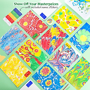 Marble Painting Kit - Kids Art, Water Marbling Paint Kit for Kids Ages 8-12 Girls & Boys, Fun Activity Water Marbling Paint Art Kit for Kids, 5 Paint Colors, Perfect Kids Gift for All Ages